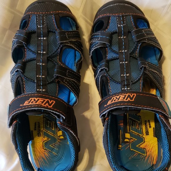 Nerf | Shoes | Nerf Sandals Size 4 Blue Black Orange Closed Toe Back ...